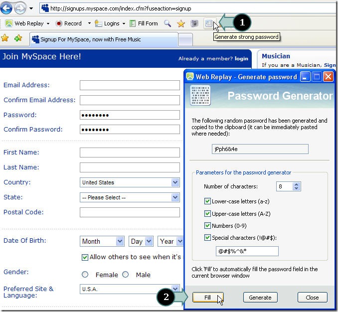 Web Replay Password Manager and Form Filler
